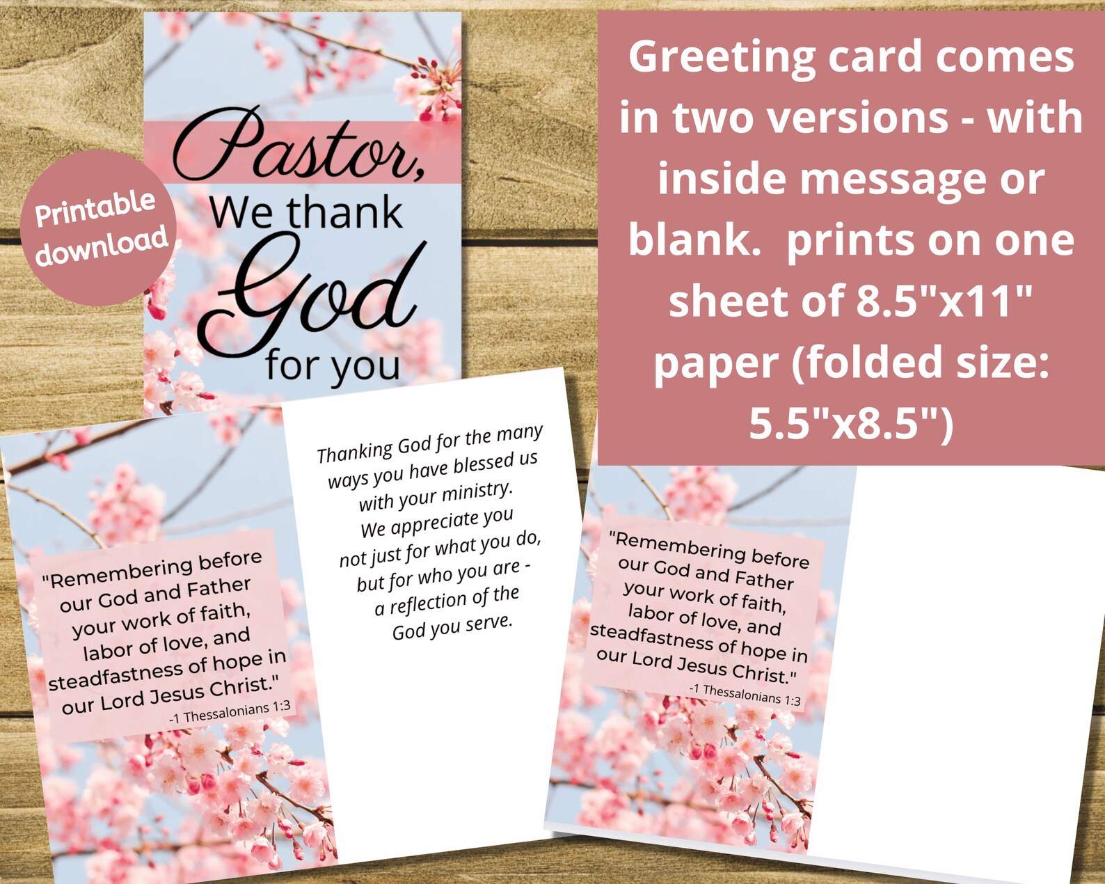 Printable Pastor Appreciation Set Spring Theme - Digital Download ...