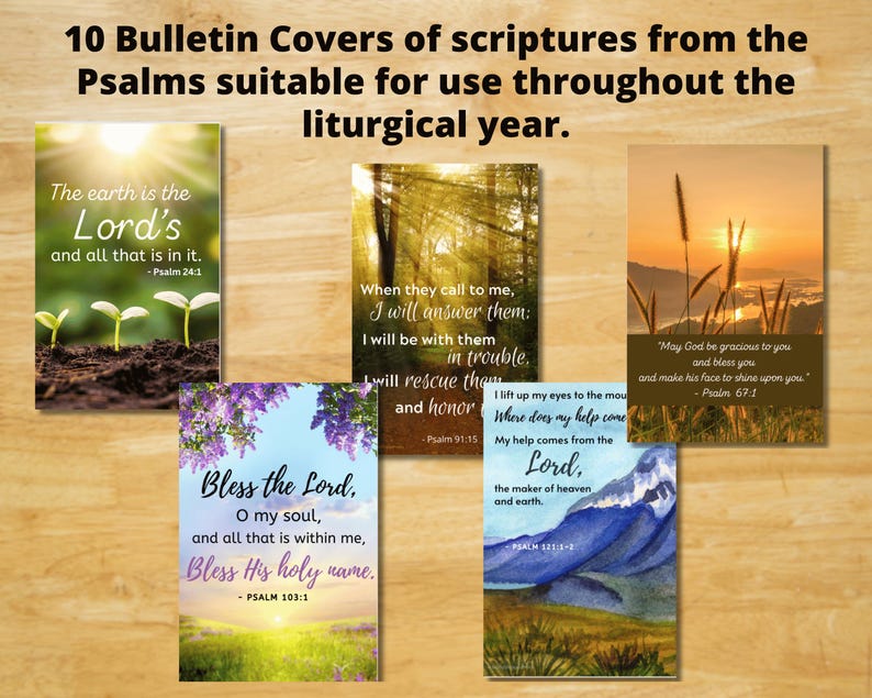 Printable Church Bulletin Covers - Psalms Collection Set #1 - Bundle of ...