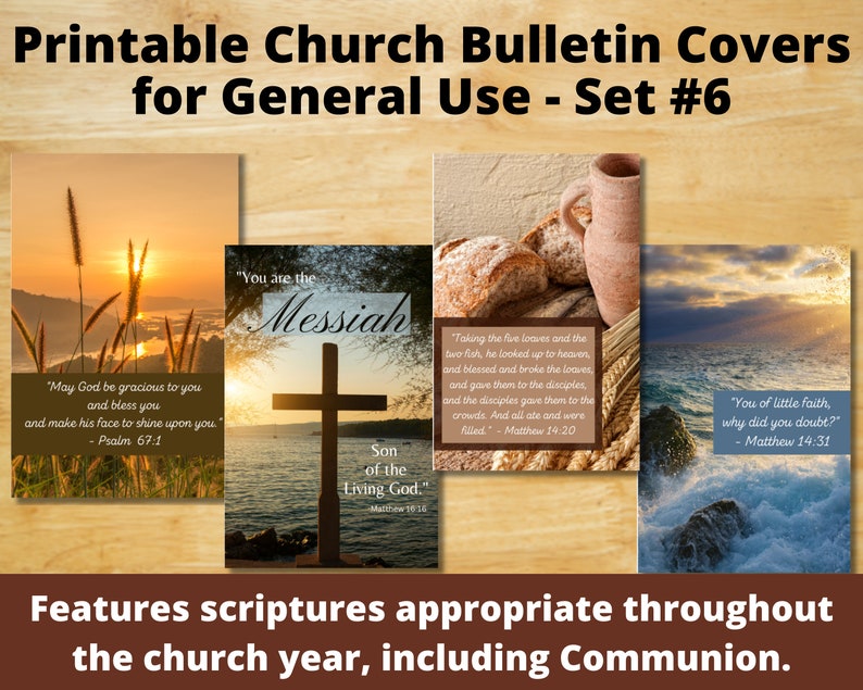 Printable Church Bulletin Covers - General Use Set #6 - Multiple Sizes ...