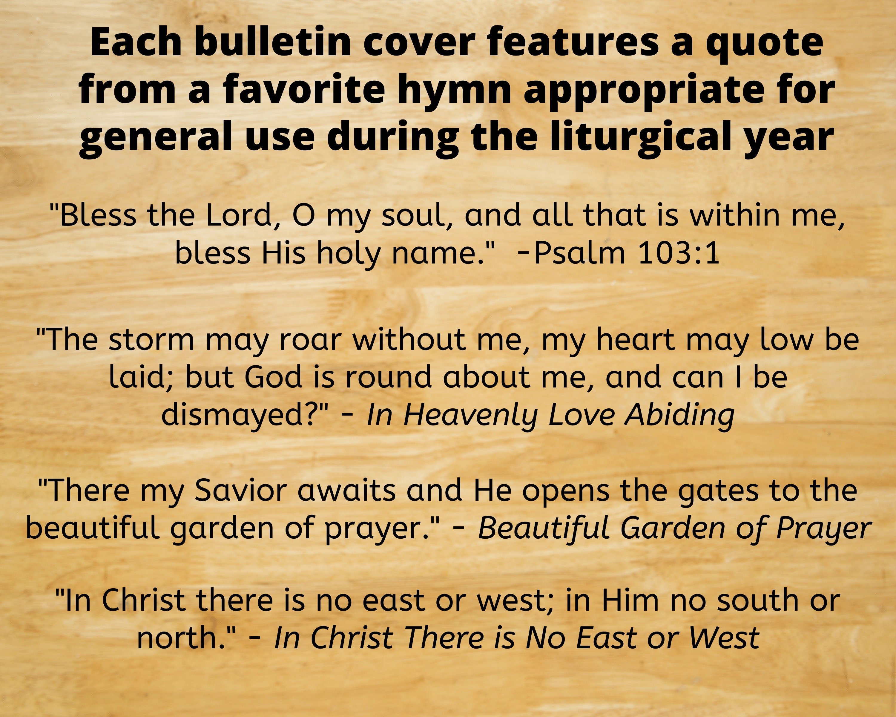 Printable Church Bulletin Covers - Favorite Hymns for General Use ...