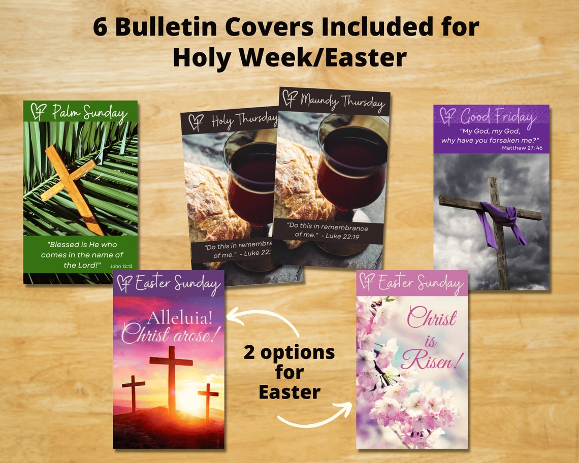 Printable Church Bulletin Covers - Holy Week and Easter Set #1 ...