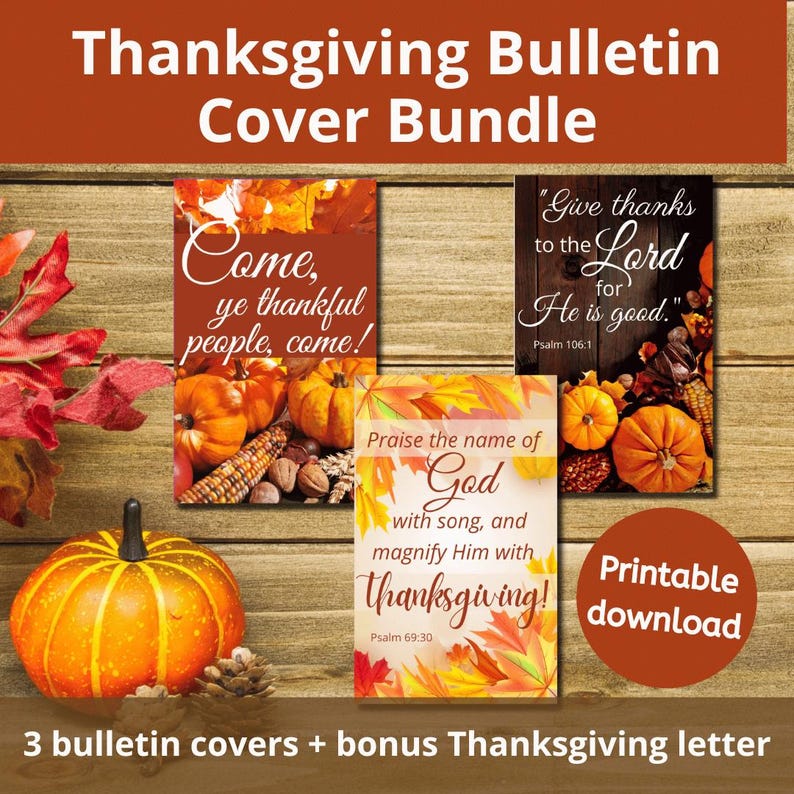 Printable Church Bulletin Covers - Thanksgiving! - Digital Download ...
