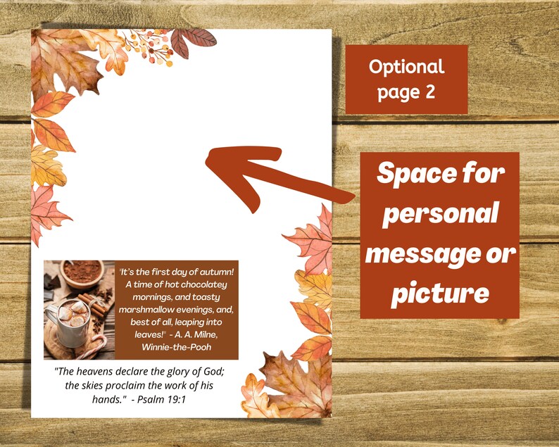 Printable Letter With Scriptures - Autumn Theme - Digital Download ...