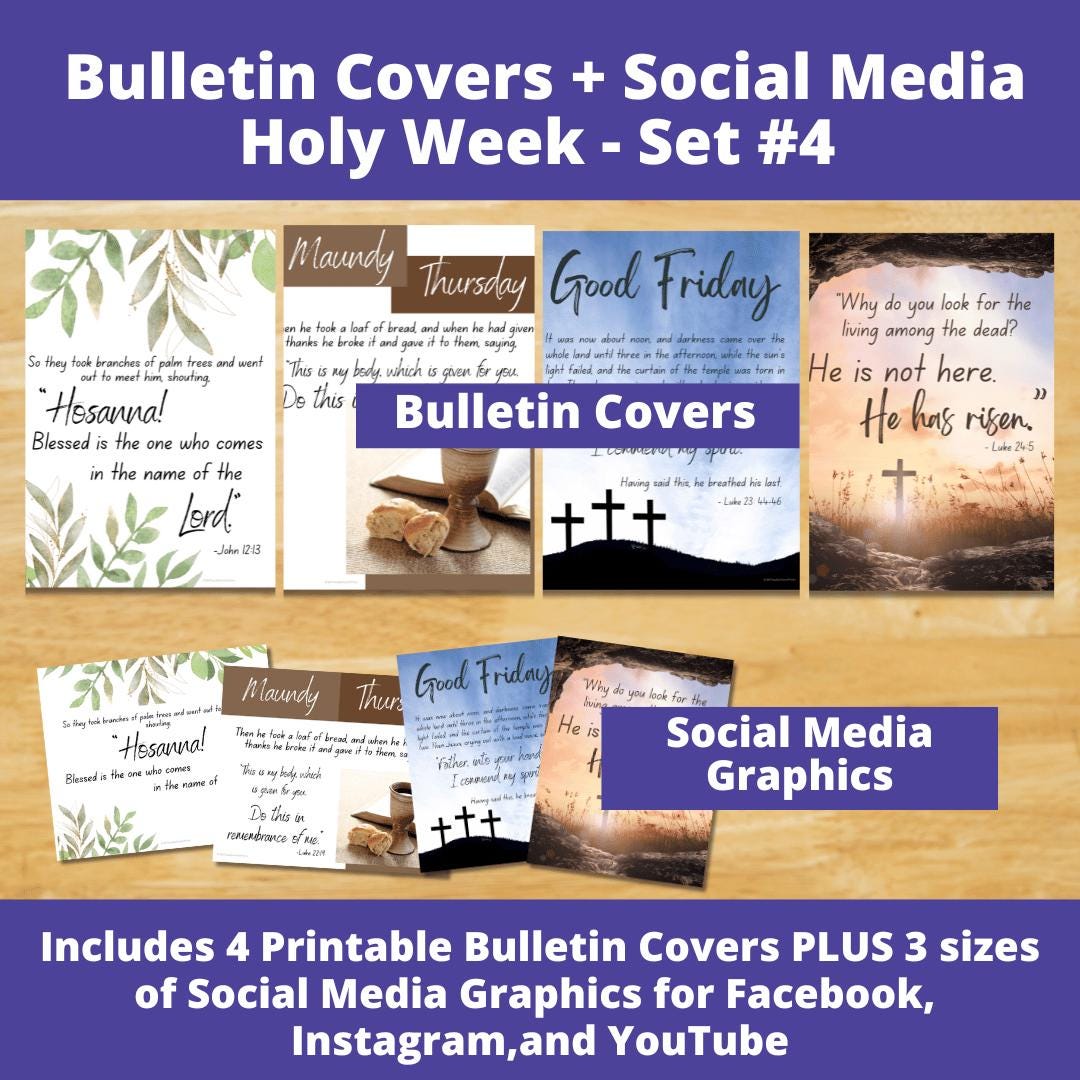 Printable Church Bulletins & Social Media Graphics - Holy Week and ...