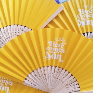 Logo Print on Yellow Paper Fans,monogram Wedding Gifts,party Favors ...