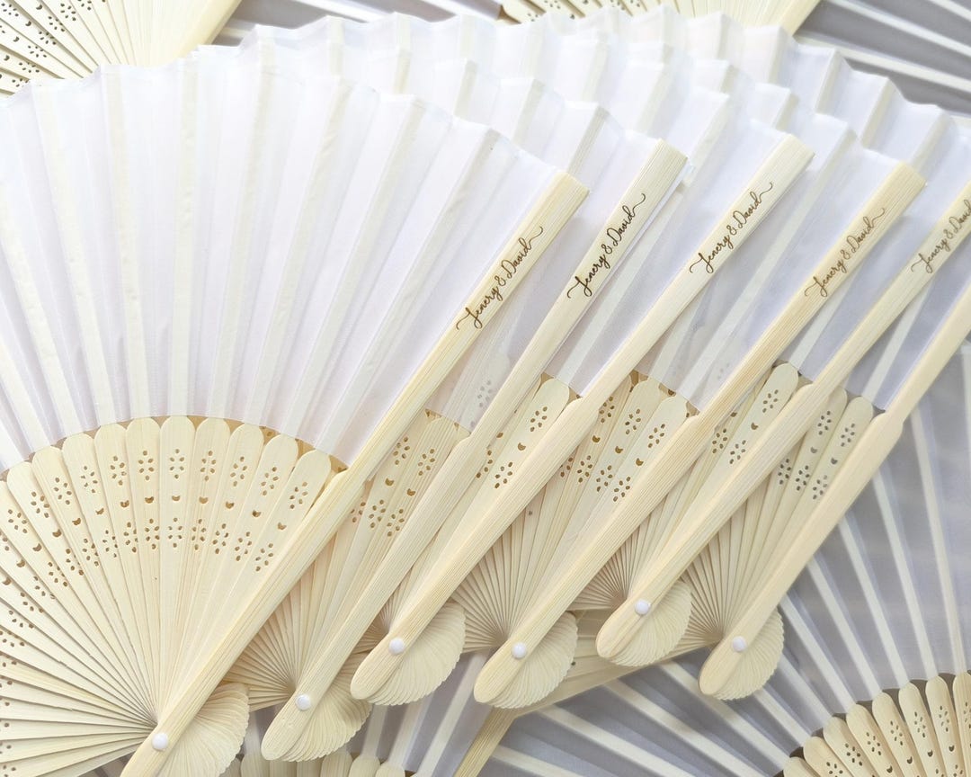 White Imitated Silk Hand Fans,personalized Text Printed Fans ,monogram ...