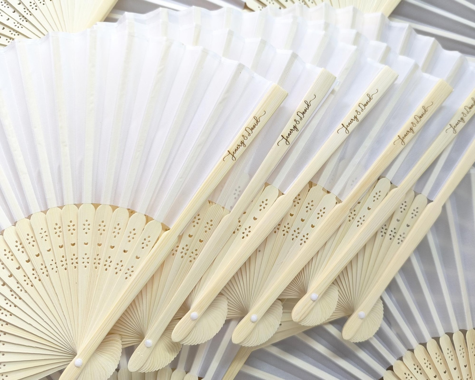 White Imitated Silk Hand Fans,personalized Text Printed Fans ,monogram ...