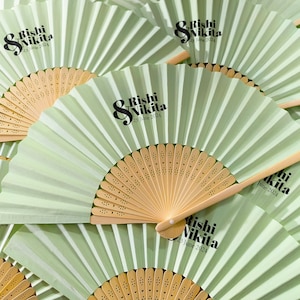 Personalized Light Blue Paper Fans,monogram Wedding Gifts,party Decors ...