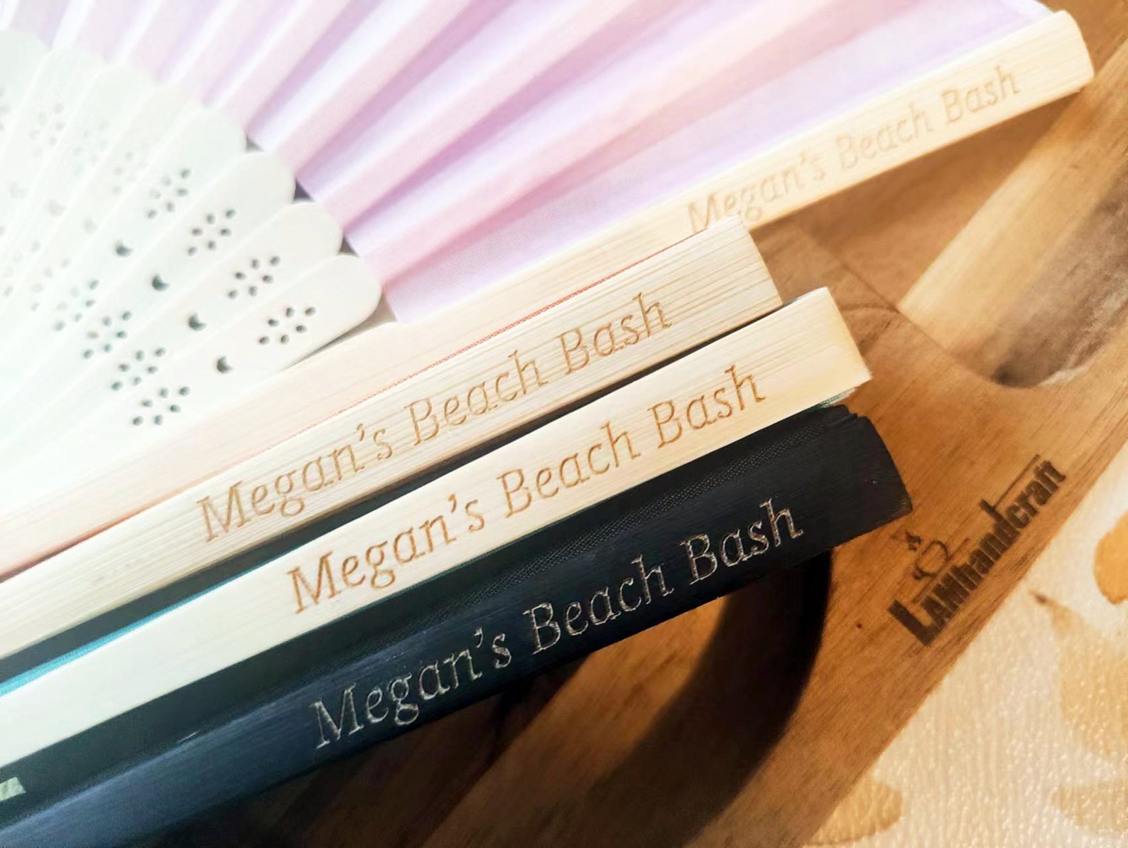 Pink Silk Hand Fans,personalized Text Engraved/printed Fans ,monogram ...