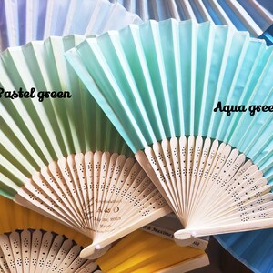 Sage Green Laser Engraved Silk Hand Fans,personalized Bamboo Silk Fans ...