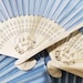 Light Blue Laser Engraved Silk Hand Fans,personalized Bamboo Silk Fans ...