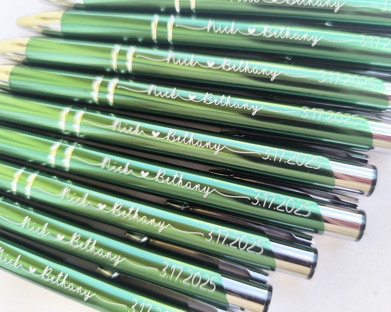 Bulk Personalized Green Ball Pen Engraving,gift Pen,wedding Gift,party ...