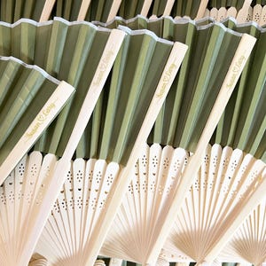 Sage Green Rayon Hand Fans,personalized Text Engraved/printed Fans ...