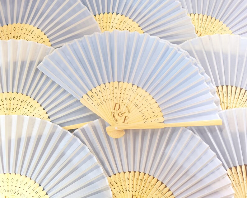 Light Blue Laser Engraved Silk Hand Fans,personalized Bamboo Silk Fans ...