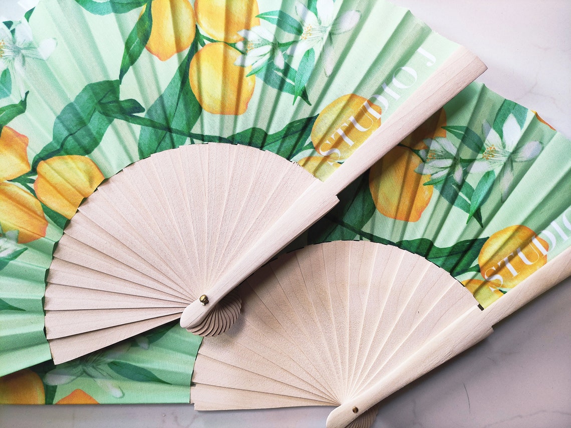 Custom Colored Full Printing Cloth Wooden Fans,personalized Monogram ...