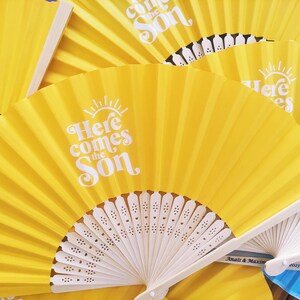 Logo Print on Yellow Paper Fans,monogram Wedding Gifts,party Favors ...