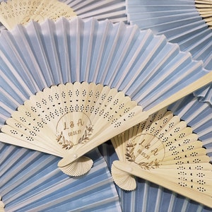 Light Blue Laser Engraved Silk Hand Fans,personalized Bamboo Silk Fans ...
