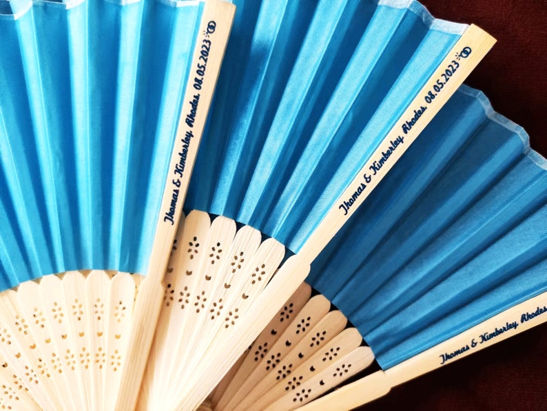 Royal Blue Silk Hand Fans,personalized Text Printed Fans ,monogram ...