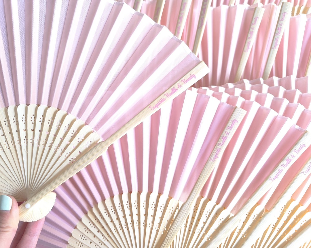 Pink Silk Hand Fans,personalized Text Engraved/printed Fans ,monogram ...
