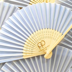 Light Blue Bamboo Wedding Fans, Laser Engraved Personalized Party ...