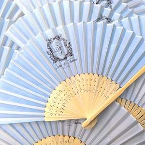 Light Blue Silk Hand Fans,personalized Bamboo Silk Fans,family Reunion ...