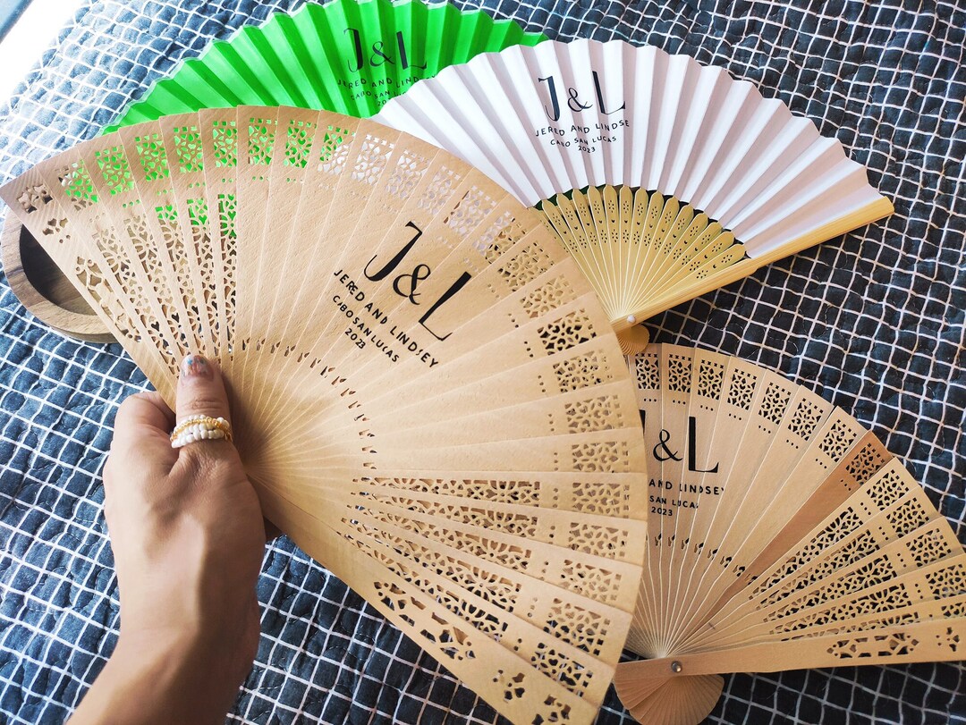 Personalized Sandalwood Hand Fans, Monogram Wedding Gifts,party Favors ...