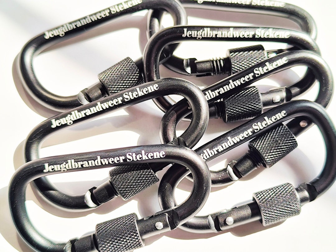 Black Personalized Engraved Locking Carabiner Stainless Aluminium Key ...