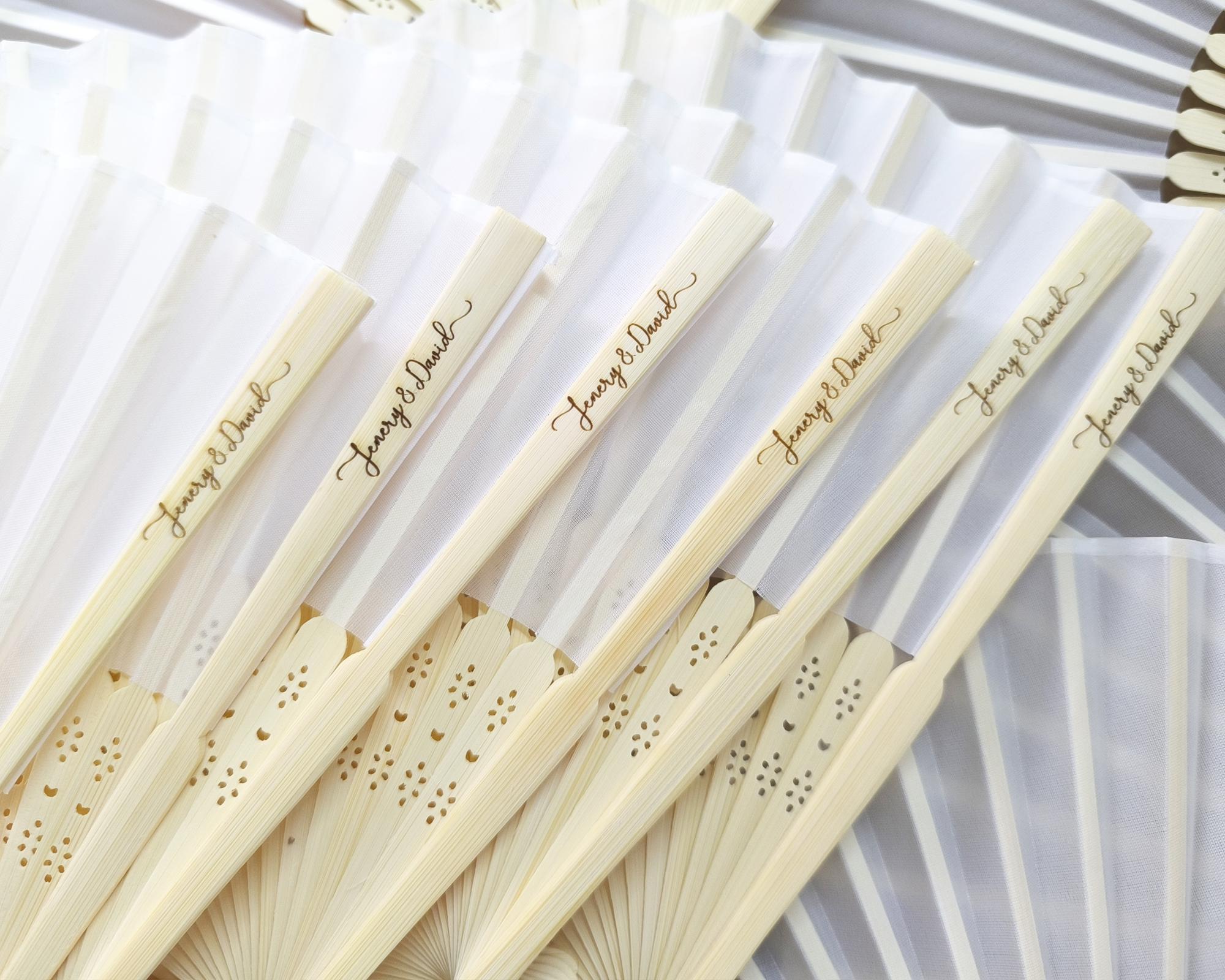 White Imitated Silk Hand Fans,personalized Text Printed Fans ,monogram ...