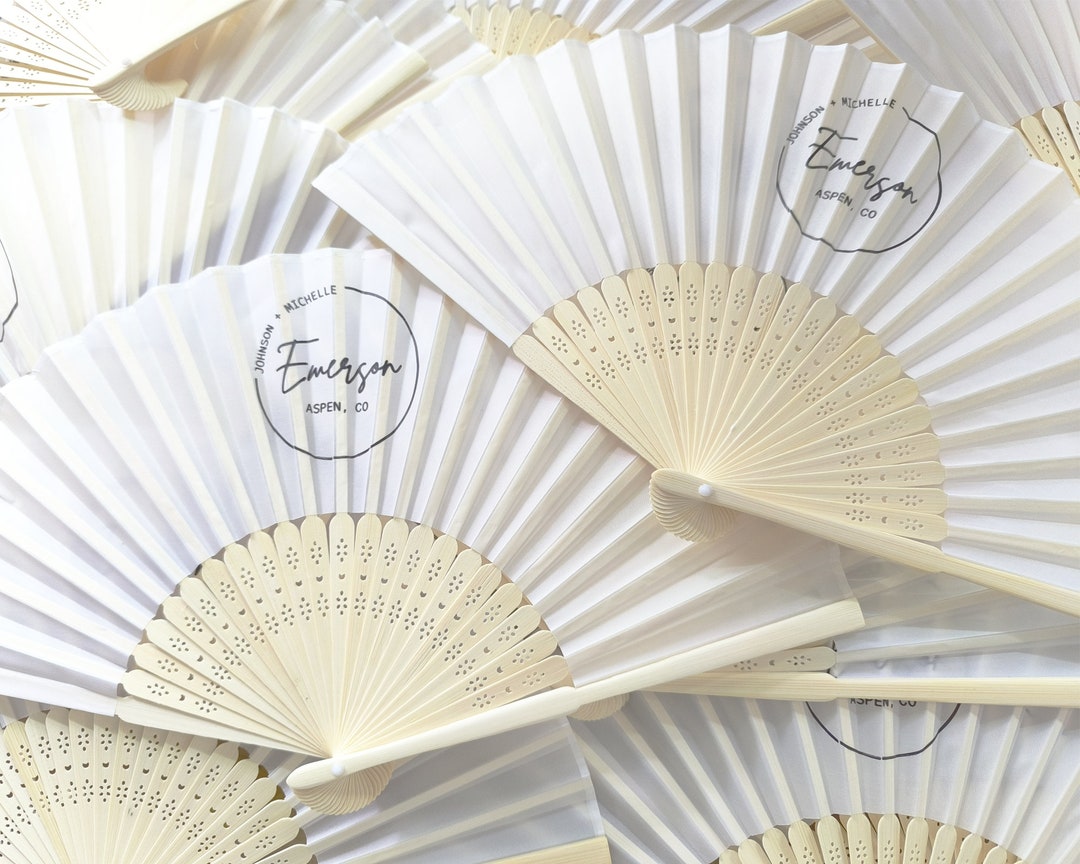 Logo Print on Silk Fans,1 Color Print,77 Cm,monogram Wedding Gifts ...
