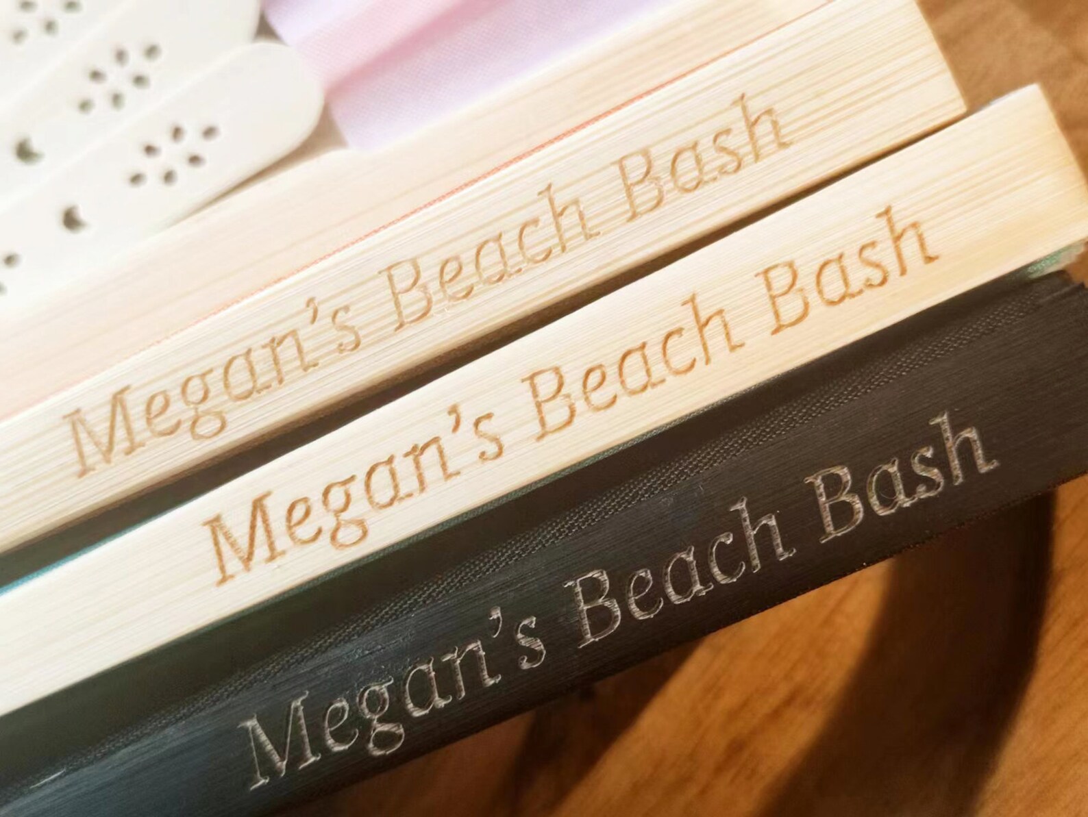 Pink Silk Hand Fans,personalized Text Engraved/printed Fans ,monogram ...