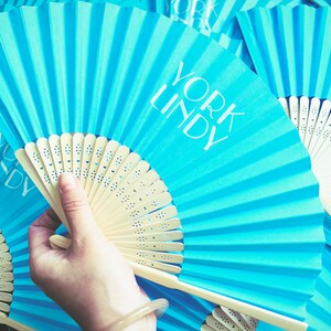 Personalized Sky Blue Paper Hand Fans ,monogram Wedding Gifts, Custom ...