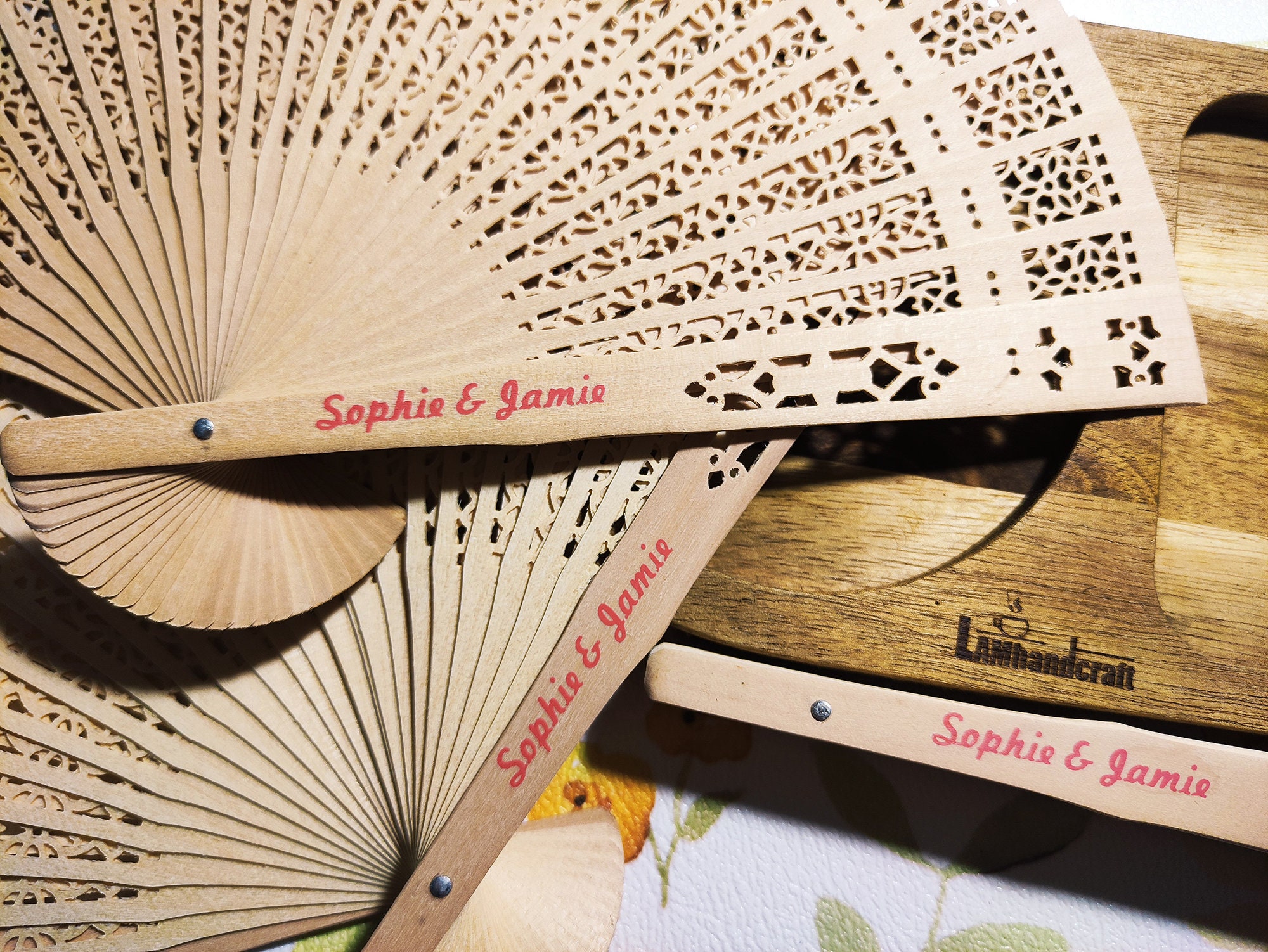 10 Pcs Personalized Wooden Hand Fans Engravedprint - Etsy