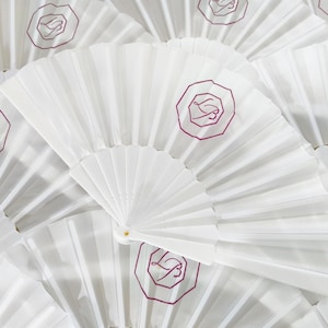 Personalized White Fabric Fans, Custom Logo Wedding Favors, Party Gifts ...