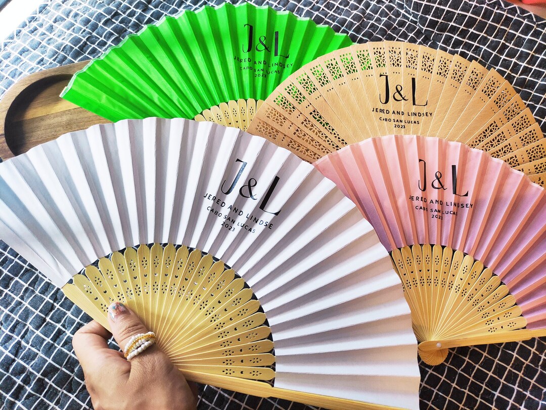 Customized Personal Art Work Print on Silk/paper Fans,1 Color Print ...