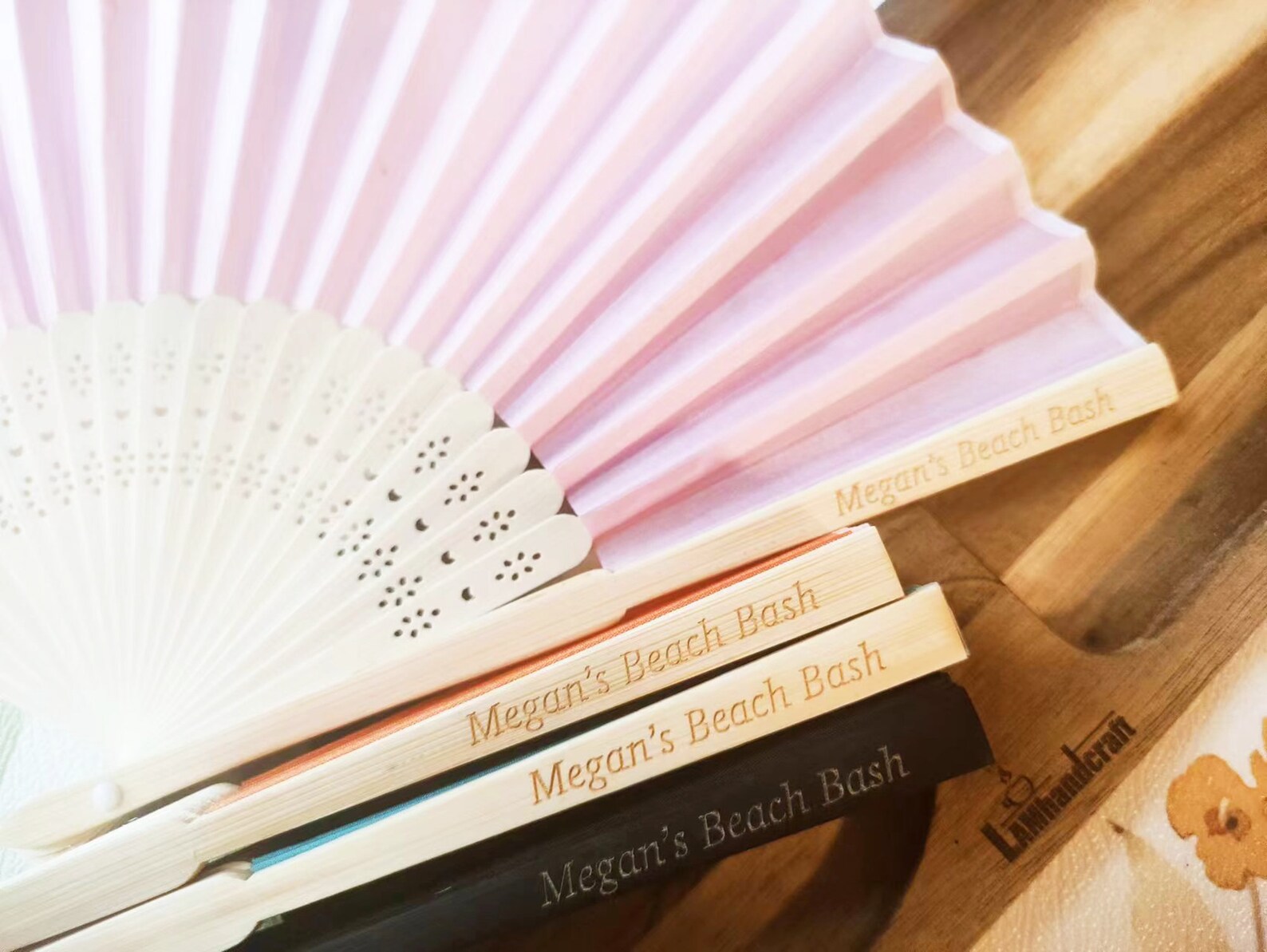 Pink Silk Hand Fans,personalized Text Engraved/printed Fans ,monogram ...