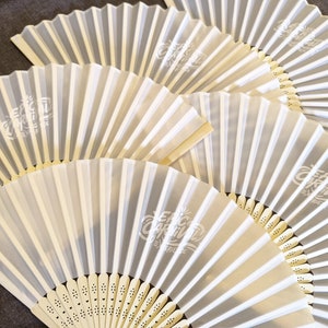 Personalized White Silk Hand Fans,personalized Bamboo Silk Fans ...