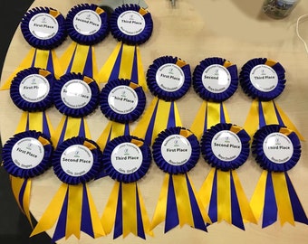 10pcs Personalized Ribbon Rosette Badge 916 Cm Add Your Name Logo Ribbon Award Pet Events ...