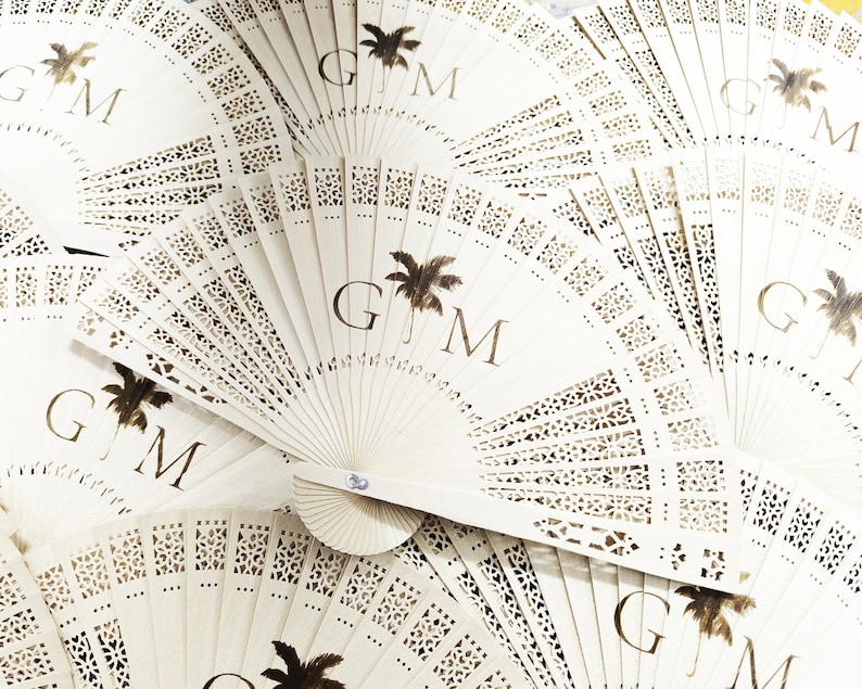 Personalized Sandalwood Hand Fans Engraved, Monogram Wedding Gifts ...
