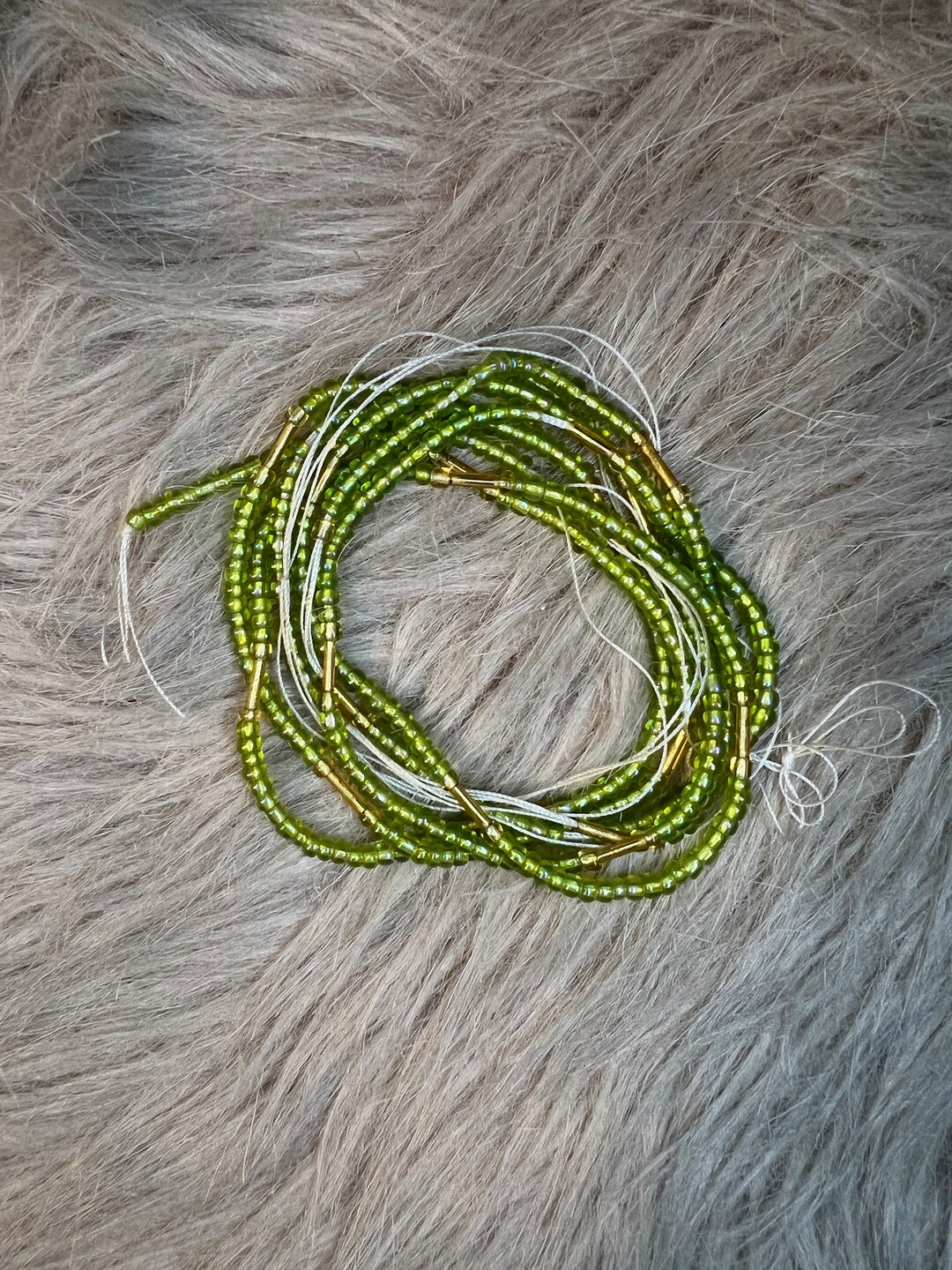 Nigerian Lime Green and Gold Spiritually Fortified Kayamata Waist Beads ...