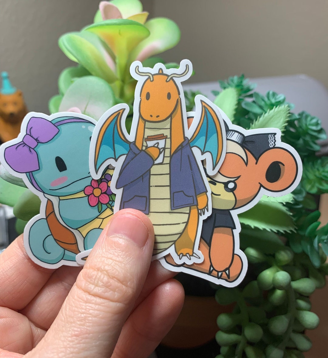 Pokemon Matte Stickers/ Teddiursa/ Charmander/ Dragonite/ Squirtle and ...
