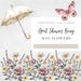 Vintage Floral Clipart | Pastel Spring Flowers, Rain, Umbrella (PNG) - Etsy