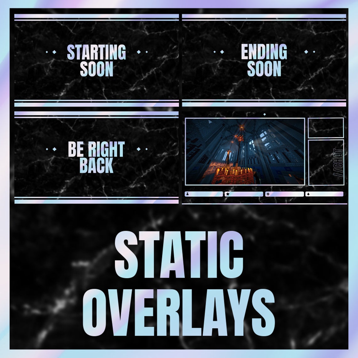 HOLO Stream Overlay Package, Twitch, Youtube, Static, Animated, Alerts ...
