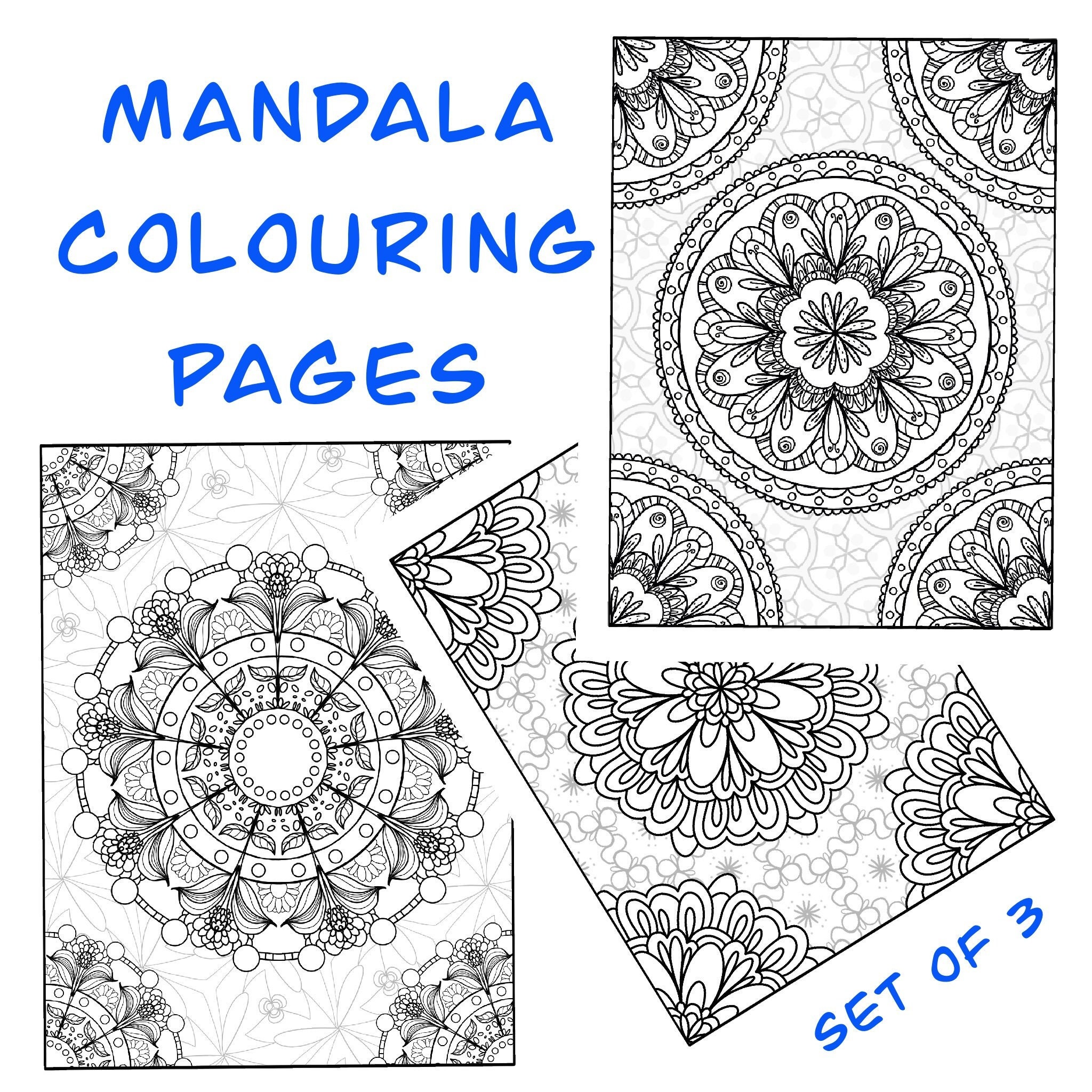 Mandala Coloring Pages - Set of 3 [B]; Digital Download - PDF & PNG ...