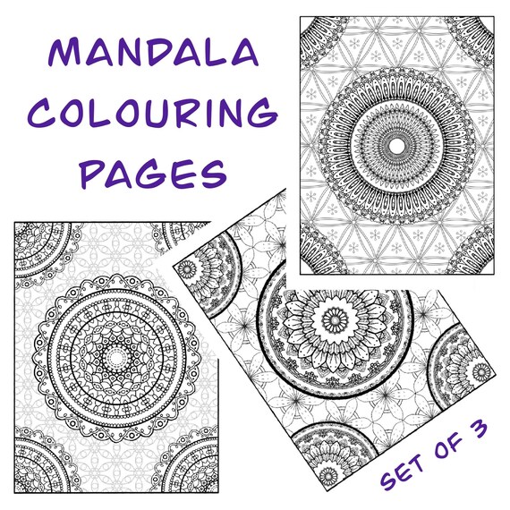 Mandala Coloring Pages Set of 3 A Digital Download PDF - Etsy
