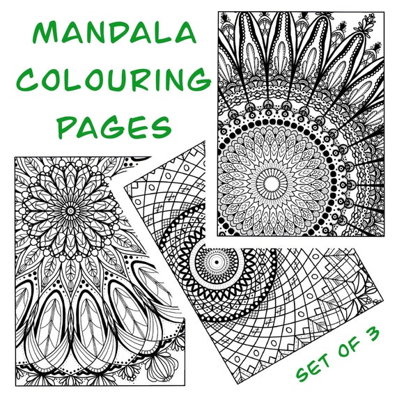 Mandala Coloring Pages Set of 3 C Digital Download PDF - Etsy