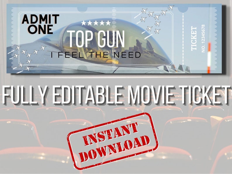 Event Ticket Canva Editable Printable Template Movie - Etsy