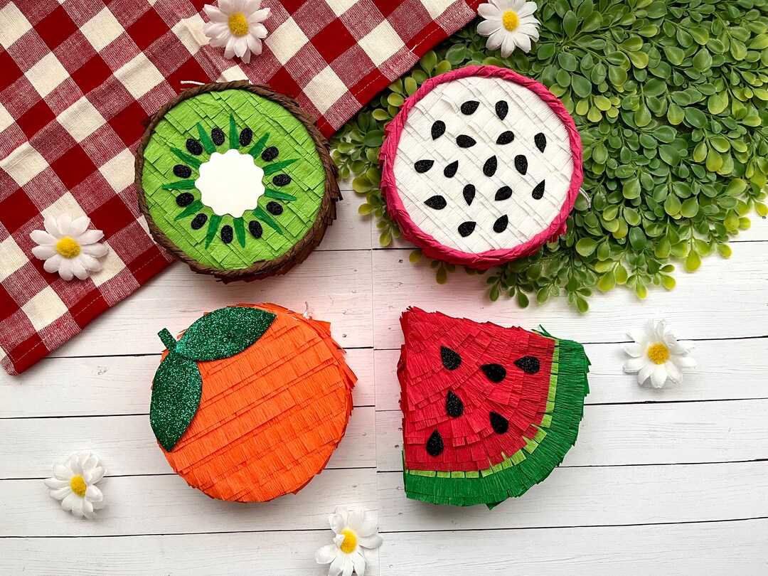 1 MINI Fruit Piñata; Kiwi Piñata, Dragon Fruit Piñata, Orange Piñata ...