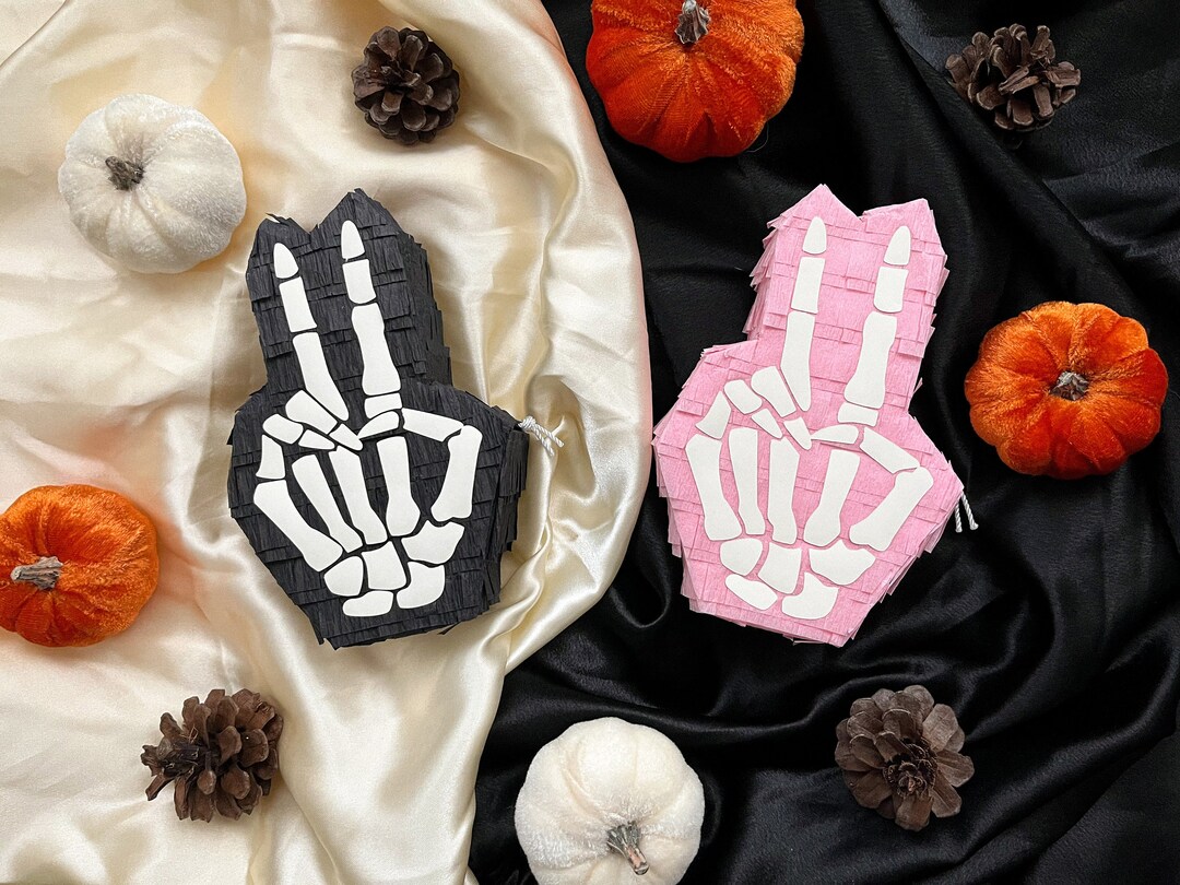 SUPER MINI Skeleton Peace Sign Halloween Piñata - Etsy