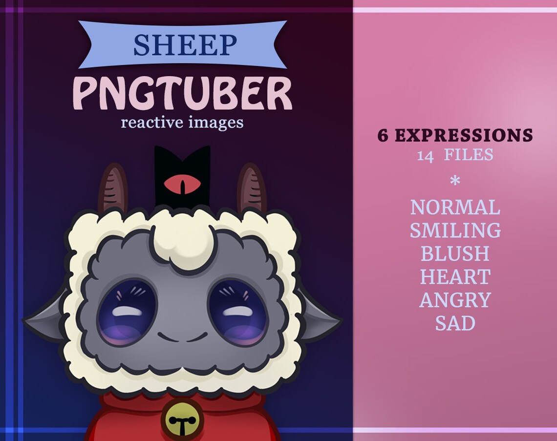 Sheep Pngtuber Model | 6 Expressions & 14 Files for Obs/streamlabs and ...