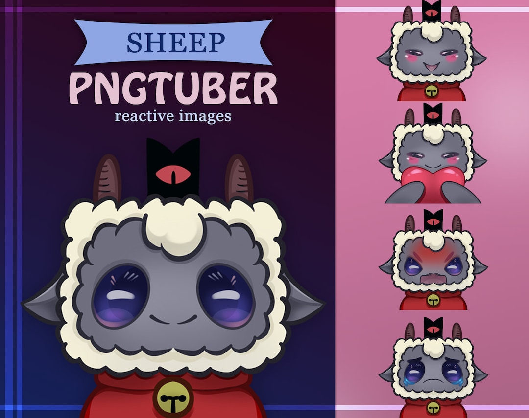 Sheep Pngtuber Model | 6 Expressions & 14 Files for Obs/streamlabs and ...